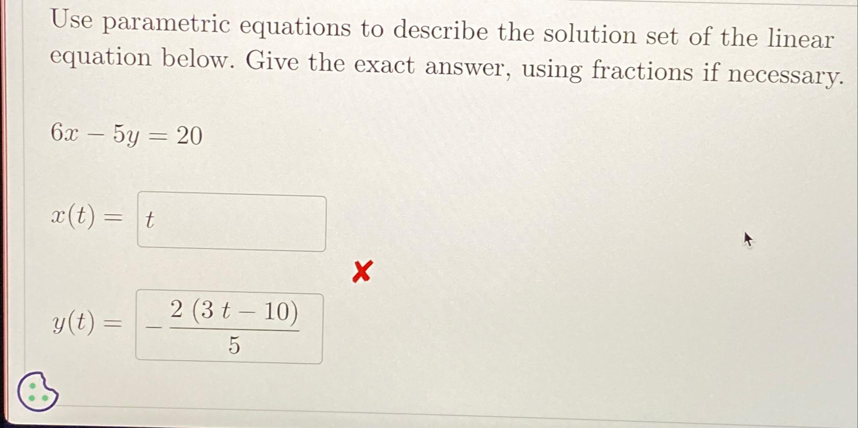 Solved Use parametric equations to describe the solution set | Chegg.com