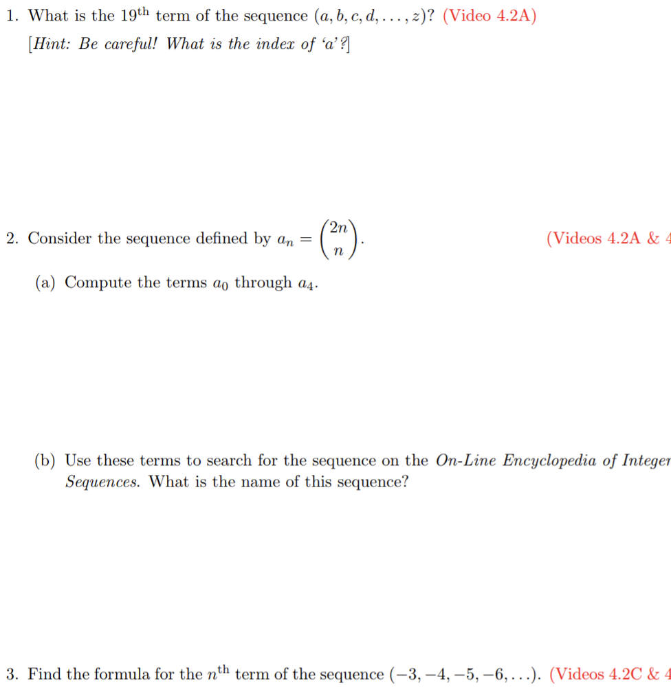 1. What is the 19th term of the sequence | Chegg.com