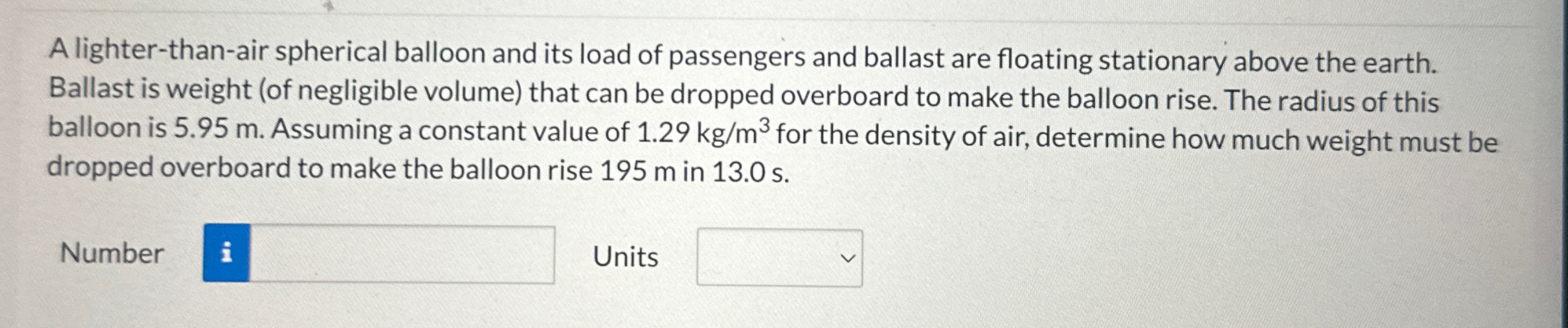 Solved A lighter-than-air spherical balloon and its load of | Chegg.com