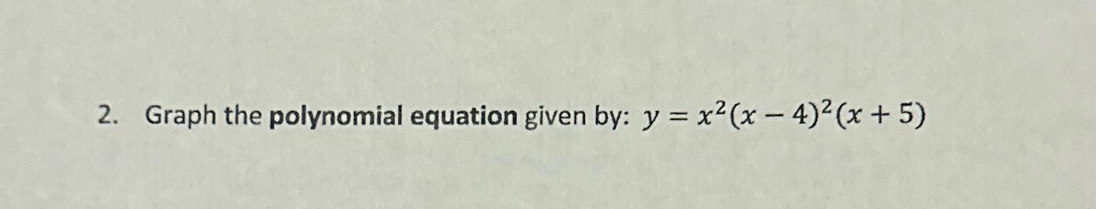 Solved Graph the polynomial equation given by: | Chegg.com