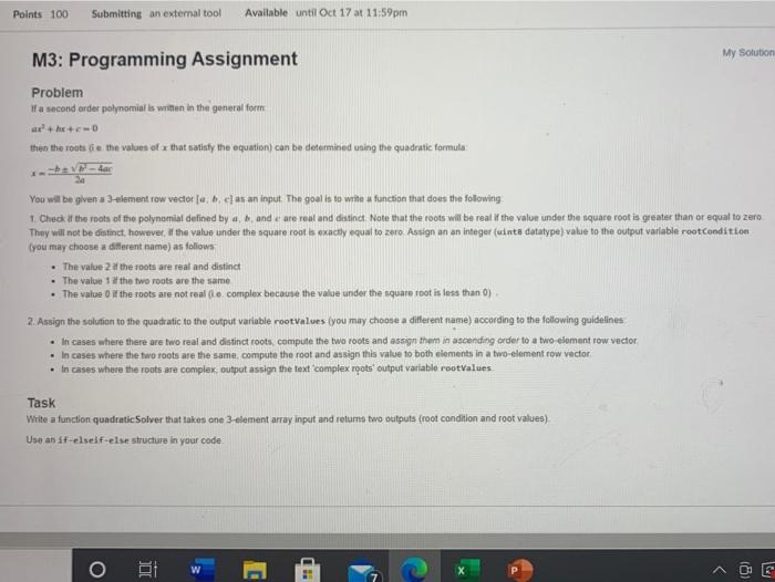 Solved Points 100 Submitting an external tool Available | Chegg.com