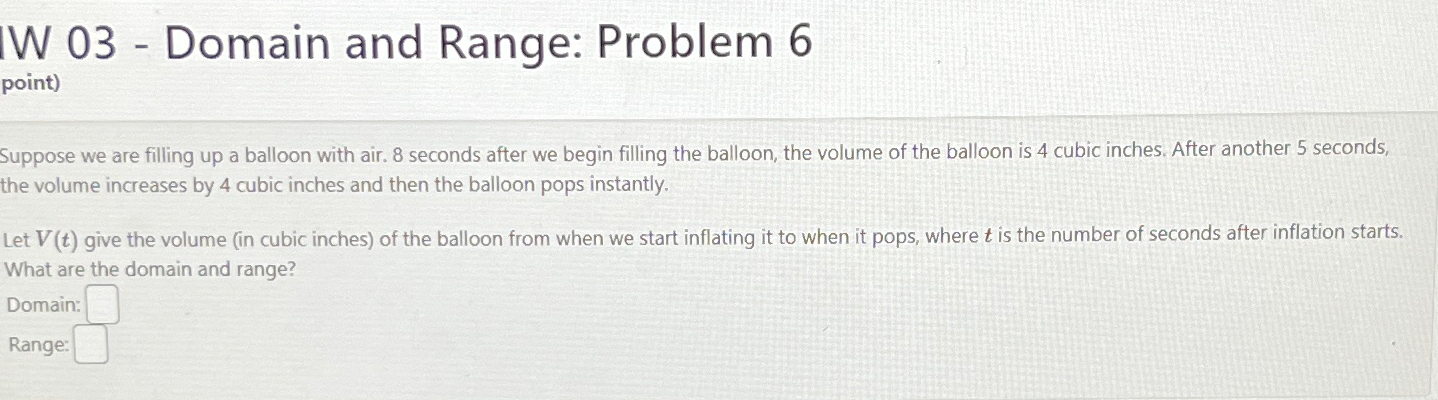 Solved W 03 - ﻿Domain and Range: Problem 6 ﻿point)Suppose we | Chegg.com