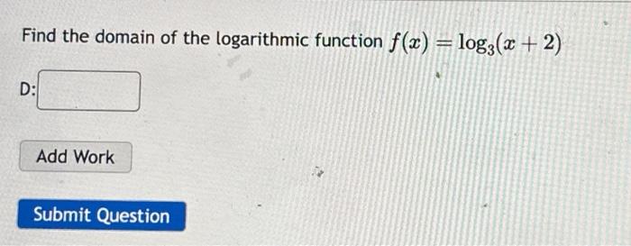 Solved Find the domain of the logarithmic function | Chegg.com