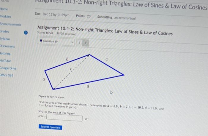 Solved Assignment 10.1-2: Non-right Triangles: Law of Sines | Chegg.com