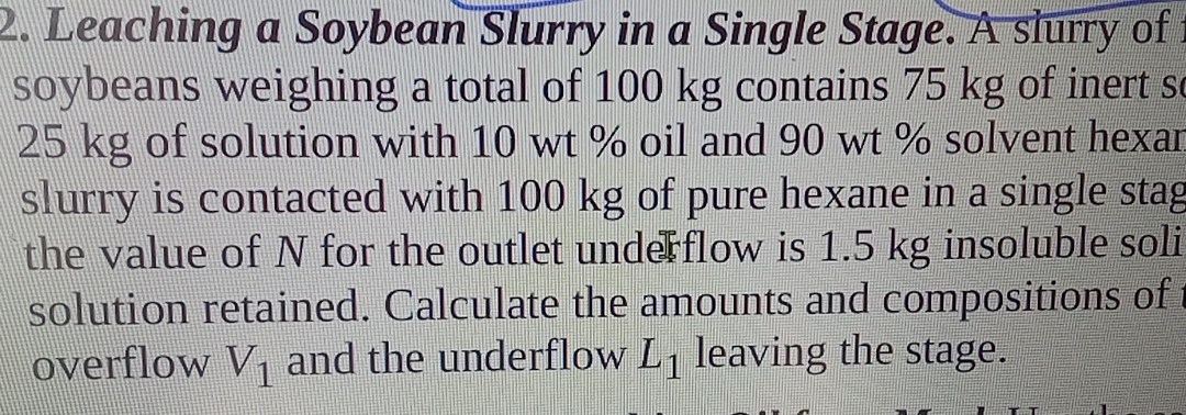 Solved Leaching a Soybean Slurry in a Single Stage. A slurry | Chegg.com