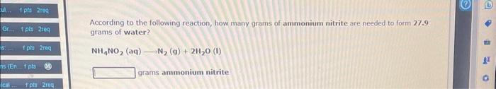 Solved According to the following reaction, how many grams | Chegg.com