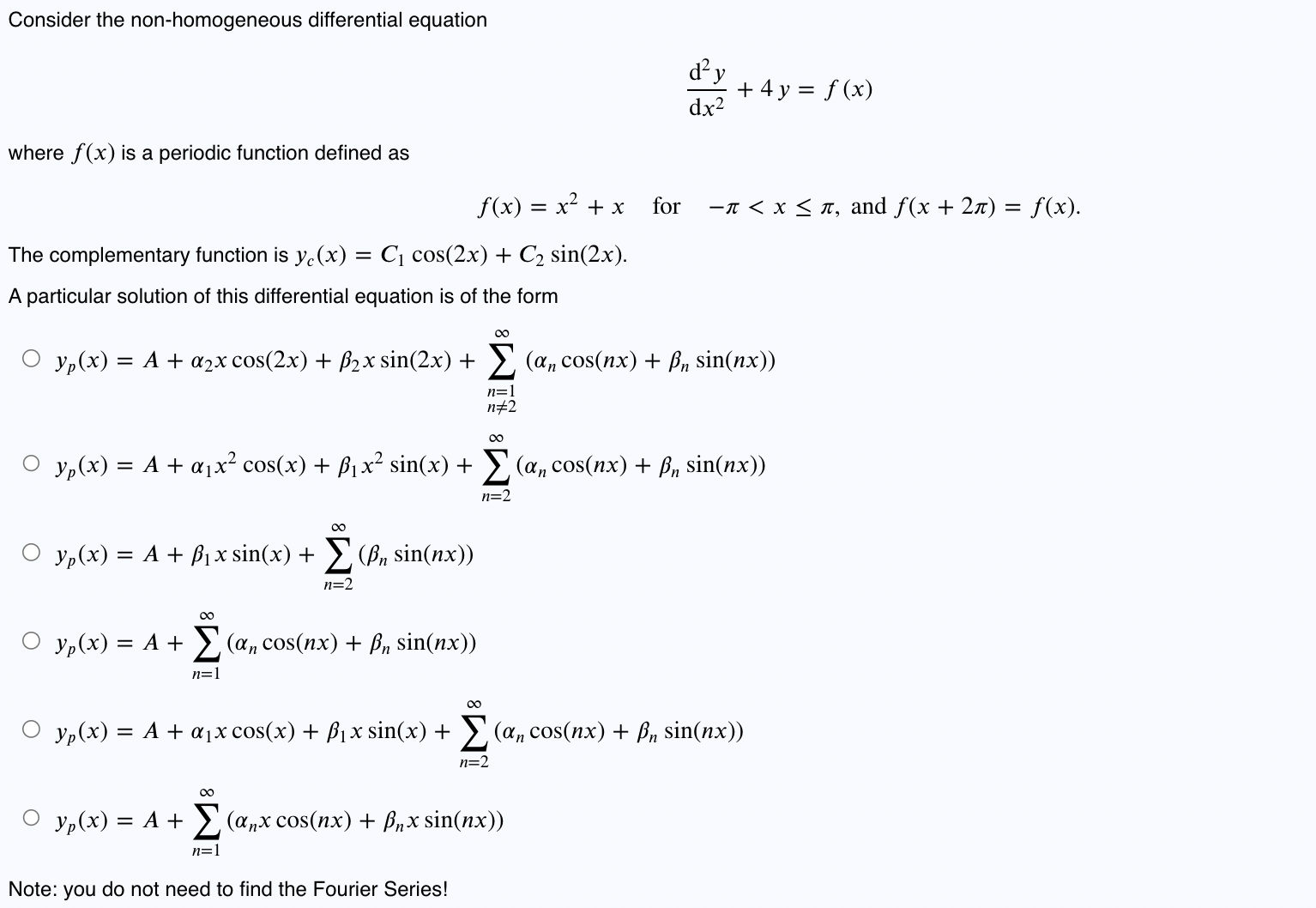 Solved Consider the non-homogeneous differential | Chegg.com