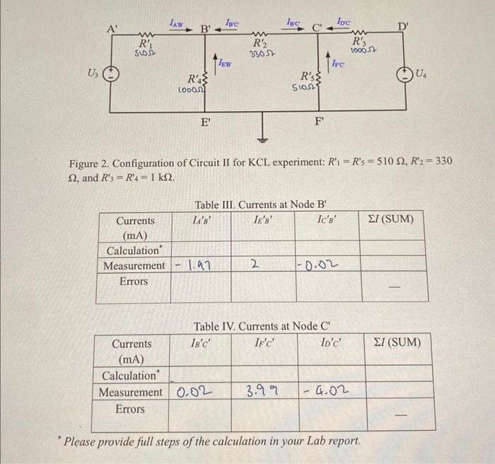 Solved Figure 2. Configuration of Circuit II for KCL | Chegg.com