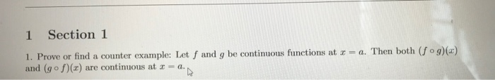 Solved 1 Section 1 1. Prove or find a counter example: Let f | Chegg.com