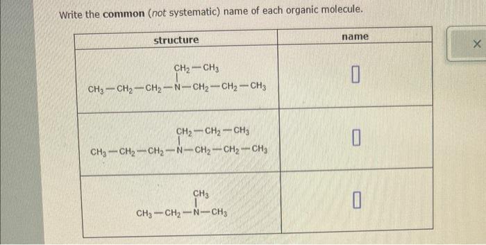 Solved Write the common (not systematic) name of each | Chegg.com