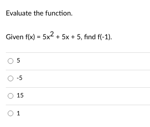 Solved Evaluate the function.Given f(x)=5x2+5x+5, ﻿find | Chegg.com