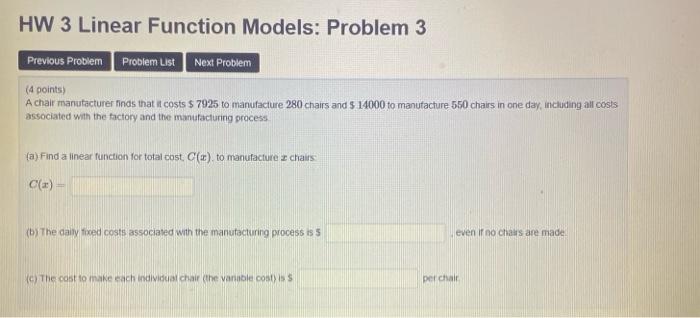 Solved HW 3 Linear Function Models: Problem 1 (3 points) | Chegg.com