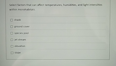 Solved Select factors that can affect temperatures, | Chegg.com