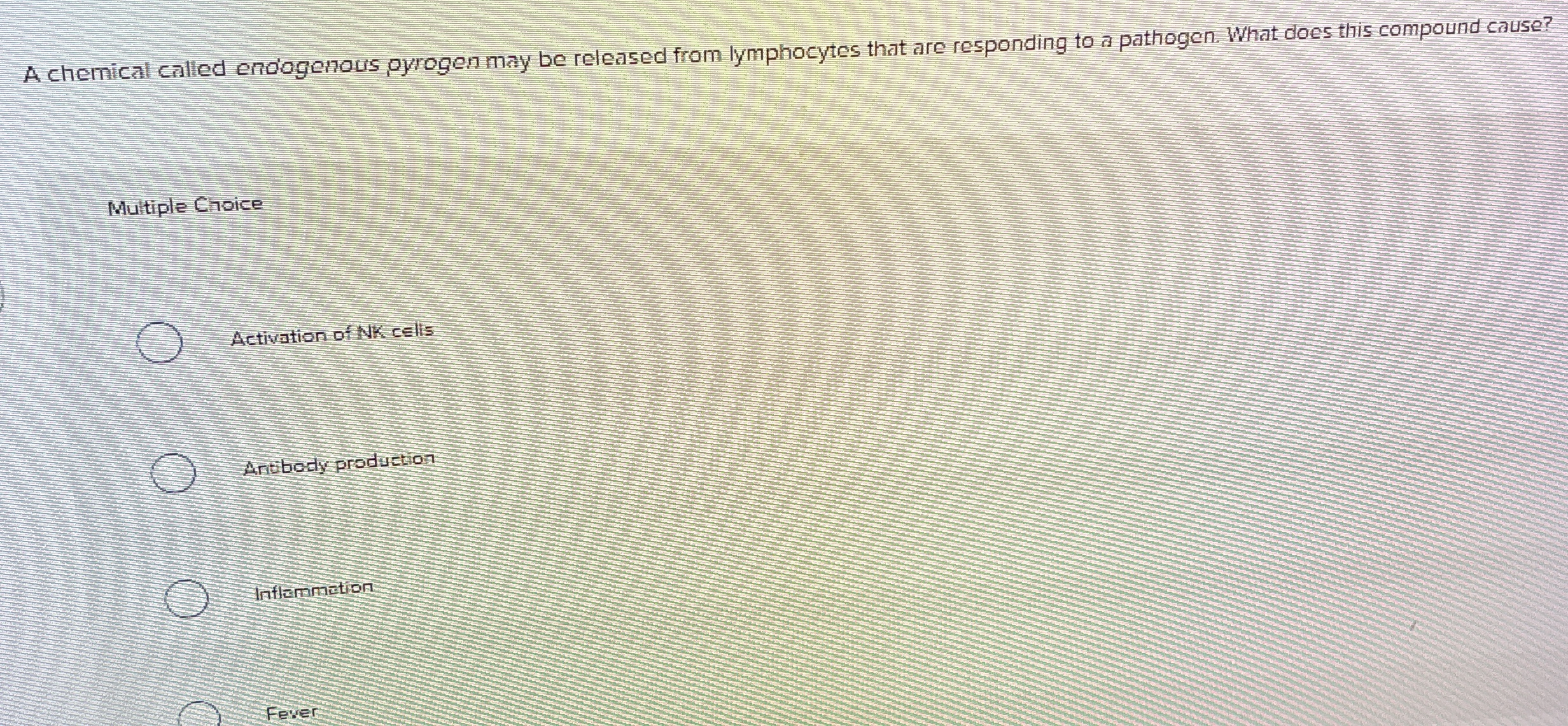 Solved A chemical called endogenous pyrogen may be released | Chegg.com