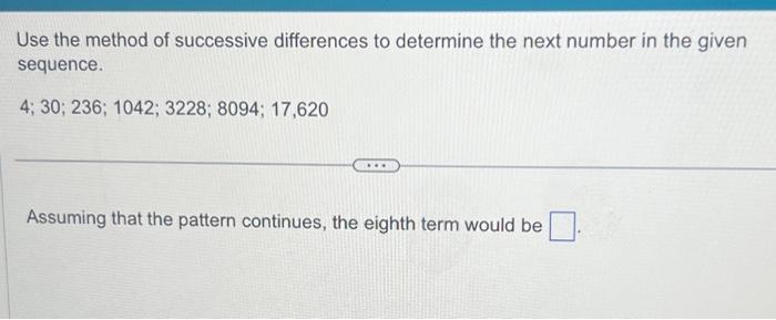 Solved Use the method of successive differences to determine | Chegg.com