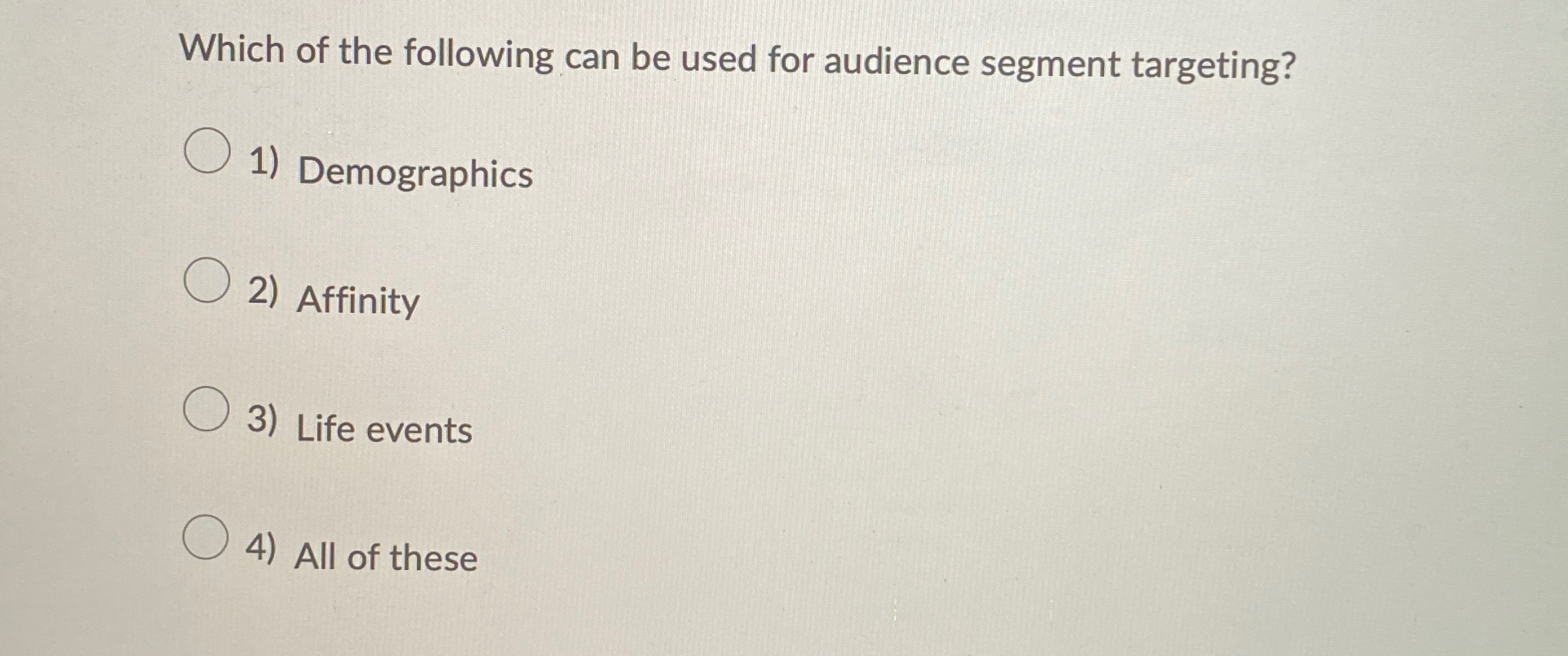 Solved Which of the following can be used for audience | Chegg.com