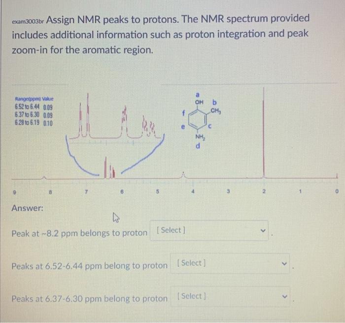 Solved exam3003br Assign NMR peaks to protons. The NMR | Chegg.com