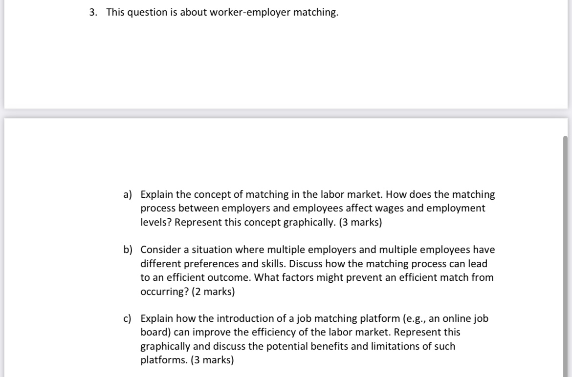 Solved This question is about worker-employer matching.a) | Chegg.com