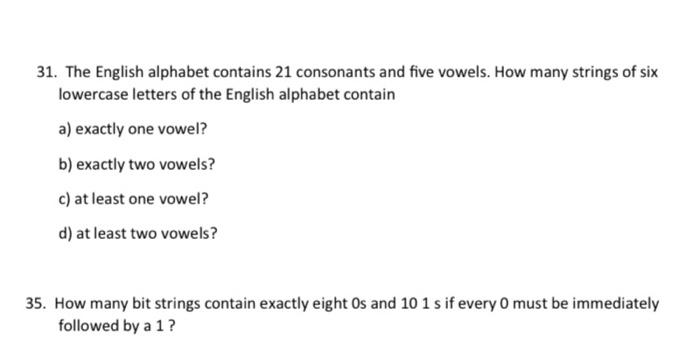 Solved 31. The English alphabet contains 21 consonants and | Chegg.com