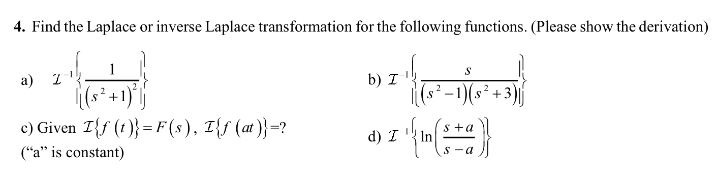 Solved Find the Laplace or inverse Laplace transformation | Chegg.com