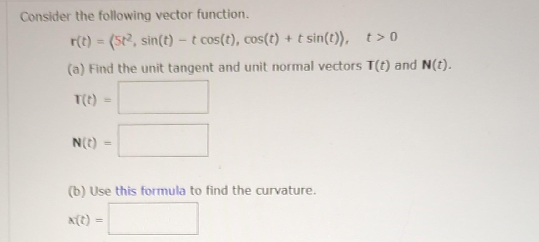 Solved Consider the following vector function. | Chegg.com