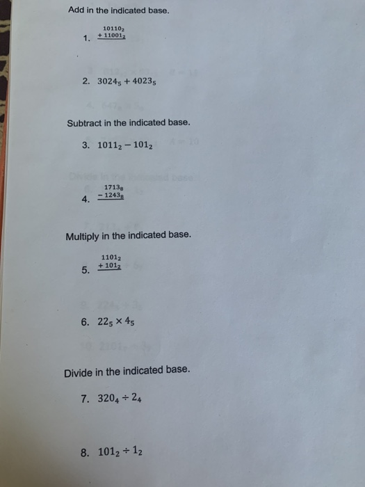 Solved Add in the indicated base. 101102 1. + 11001 2. 30245 | Chegg.com