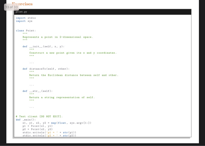 Solved Exercises 12 of 33 Exercise 3. (2D Point) Define a | Chegg.com