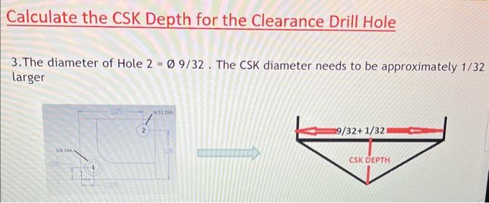 Solved Finished CSK Diameter to be 030" larger than the | Chegg.com