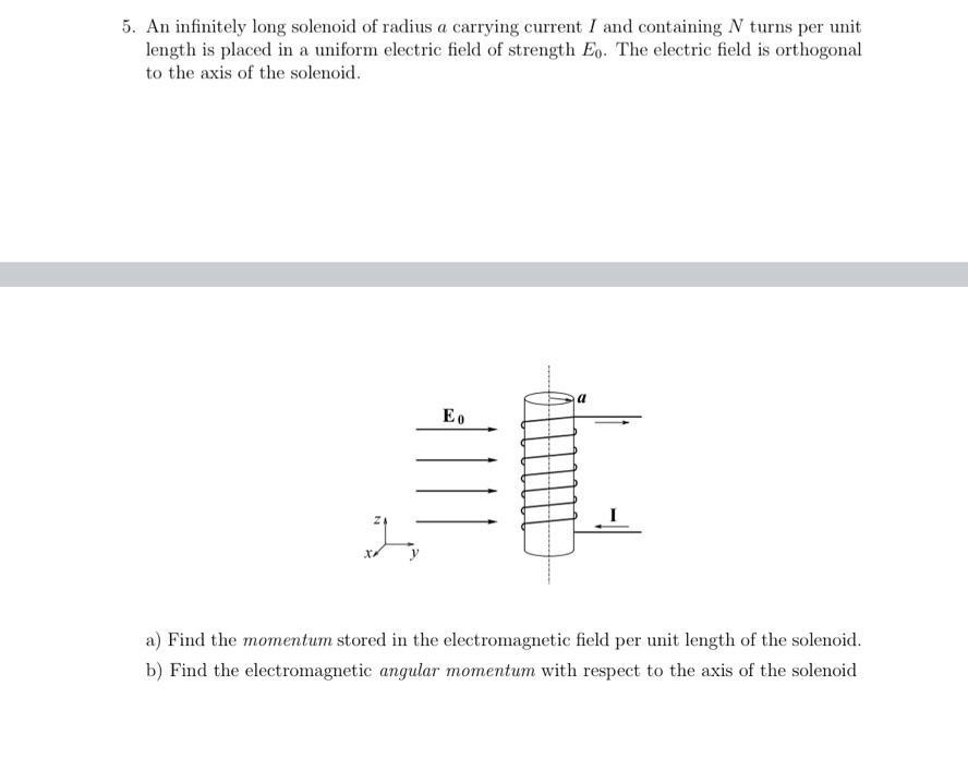 Solved An infinitely long solenoid of radius a carrying | Chegg.com