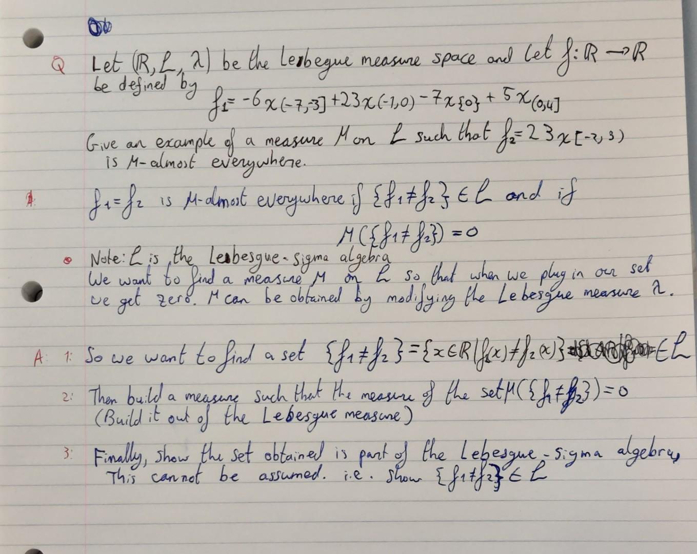 Solved Measure Theory Question: Give an example of a | Chegg.com