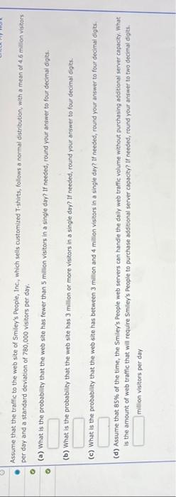 Solved Assume that the traffic to the web site of Smiley's | Chegg.com