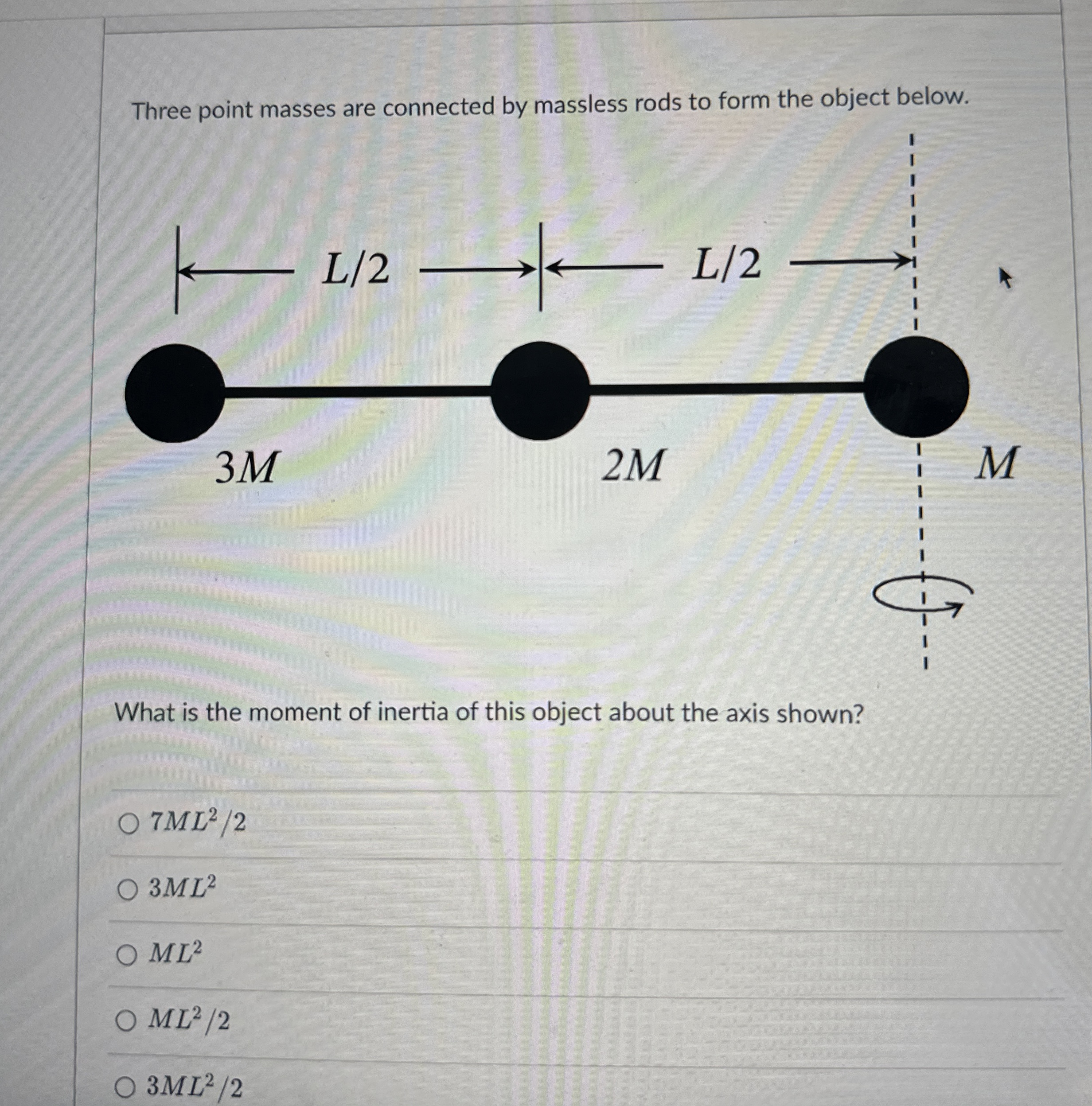 Solved Three point masses are connected by massless rods to | Chegg.com