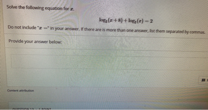 Solved Solve the following equation for 2. logs (2+8) + log; | Chegg.com