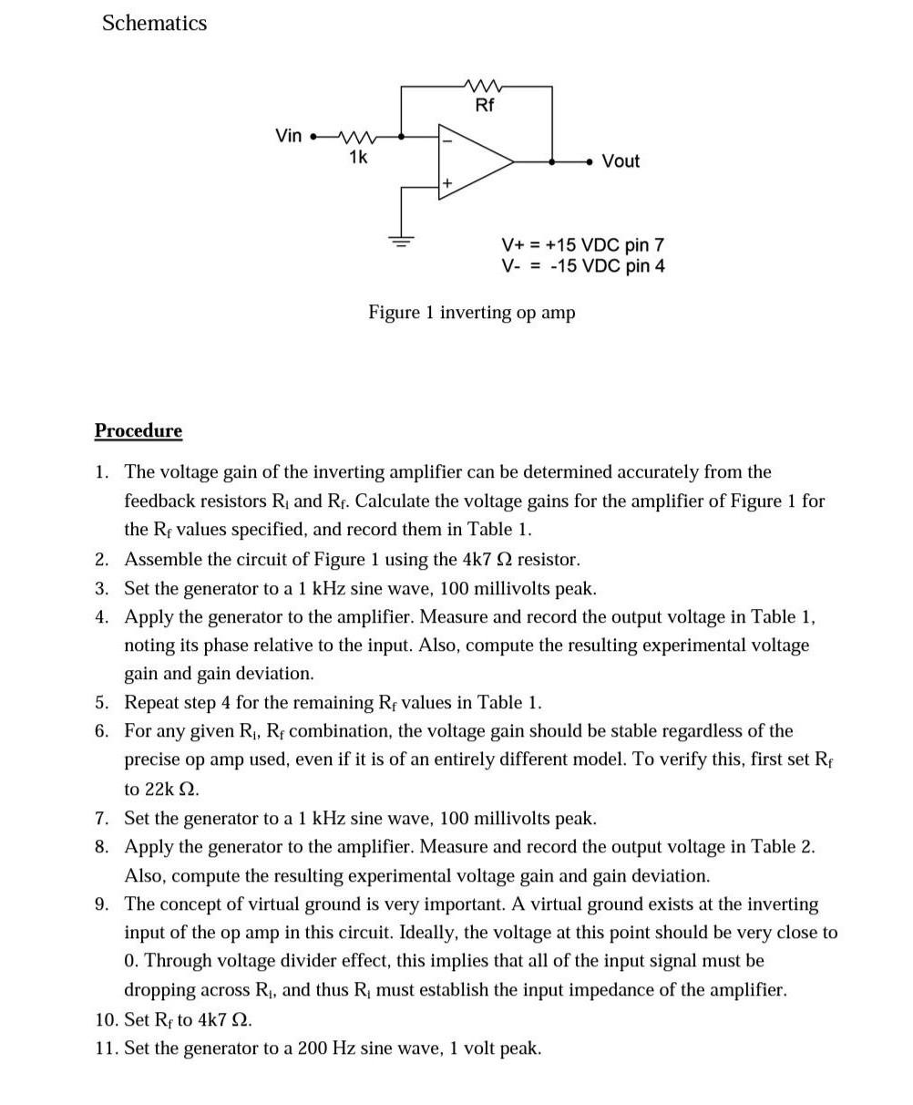 Experiment No.2 The Inverting Voltage Amplifier 2.1 | Chegg.com