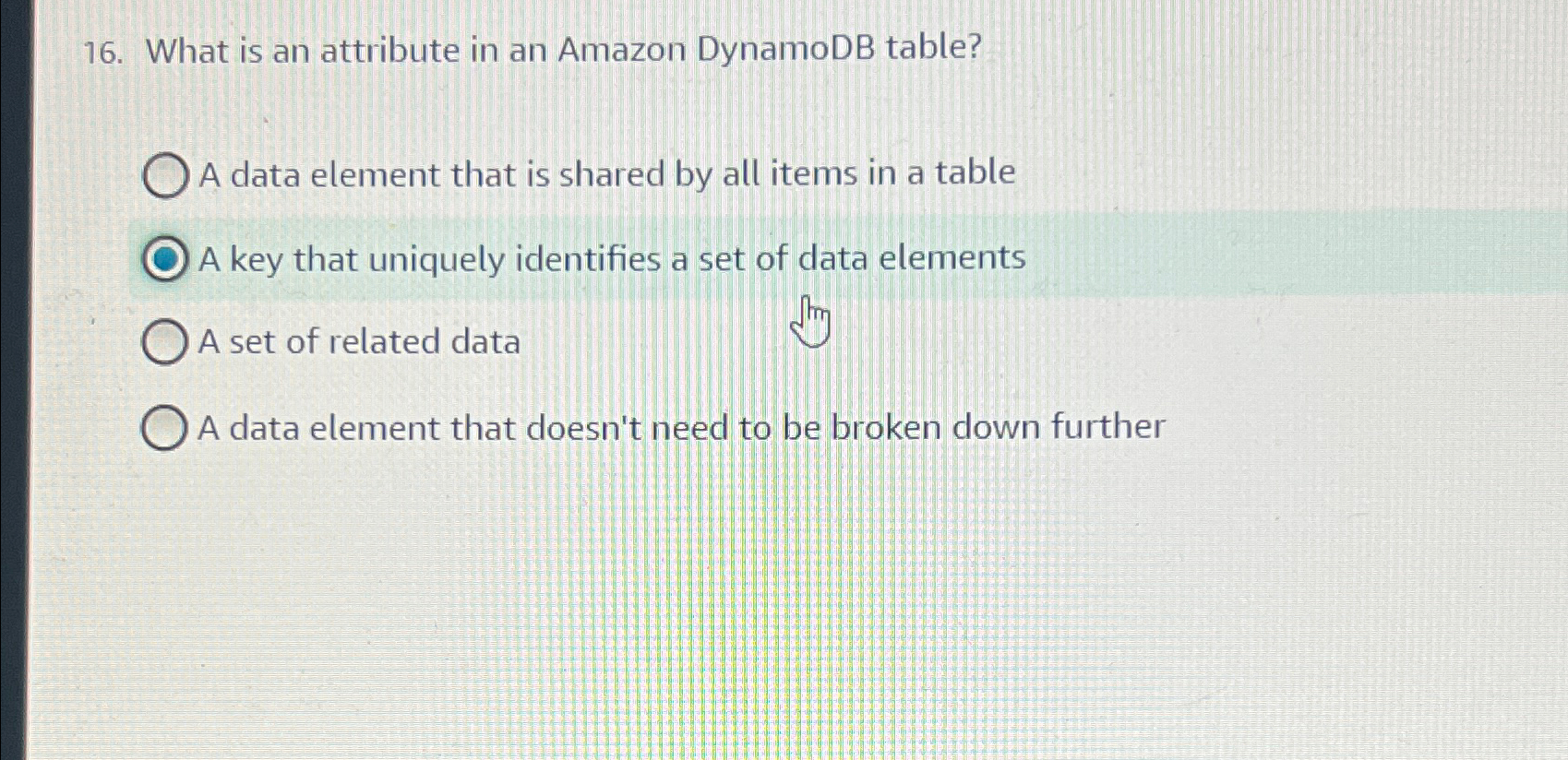 Solved What is an attribute in an Amazon DynamoDB table?A | Chegg.com