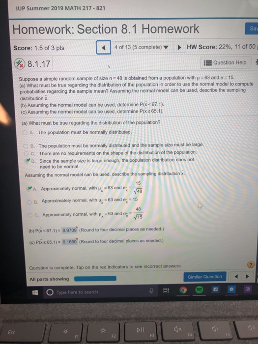 Solved IUP Summer 2019 MATH 217 - 821 Sa Homework: Section | Chegg.com