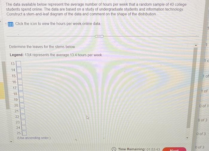 Solved The data available below represent the average number | Chegg.com