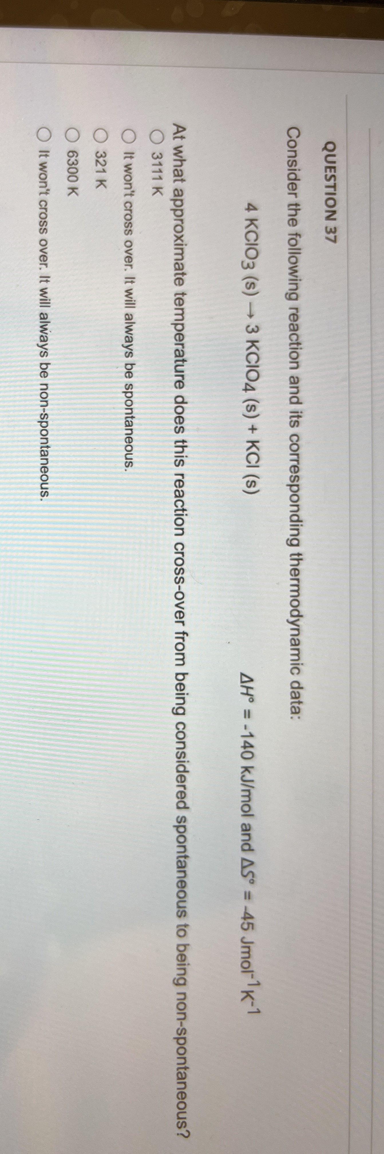 Solved QUESTION 37Consider the following reaction and its | Chegg.com