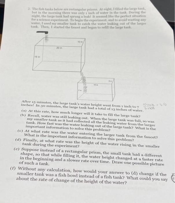 Solved 2. The fish tanks below are rectangular prisms. At | Chegg.com