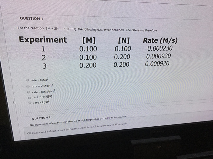 Solved QUESTION 1 For the reaction, 2M + 2N ---> 2P+Q. the | Chegg.com