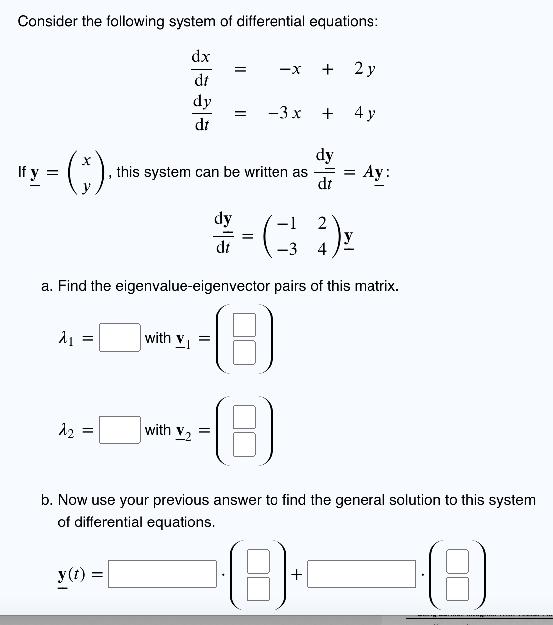 Solved Consider The Following System Of Differential