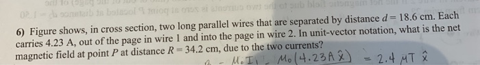 Solved 6) Figure shows, in cross section, two long parallel | Chegg.com