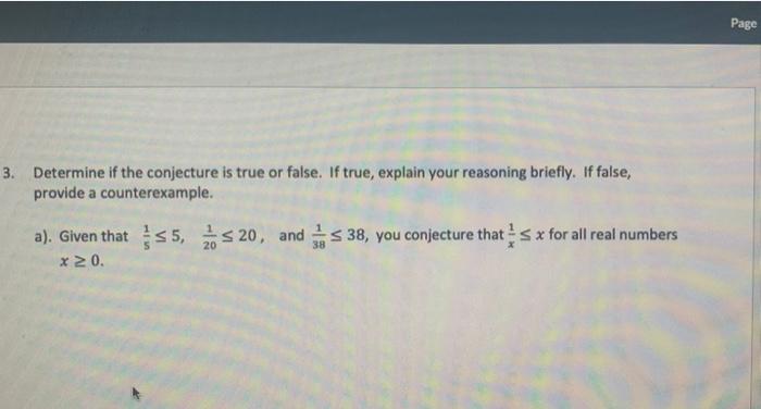 Solved Page 3. Determine if the conjecture is true or false. | Chegg.com