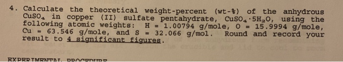 Solved 4. Calculate the theoretical weight-percent (wt-$) of | Chegg.com
