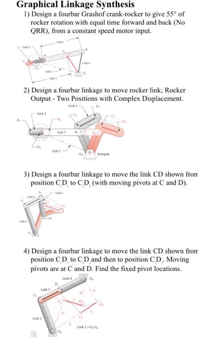 Solved Graphical Linkage Synthesis 1) Design a fourbar | Chegg.com