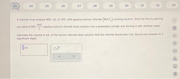 Solved A chemist must prepare 600.mL of 160.mM aqueous | Chegg.com Solved A chemist must prepare 600.mL of 160.mM aqueous | Chegg.com
