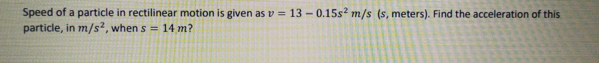 Solved Speed of a particle in rectilinear motion is given as | Chegg.com