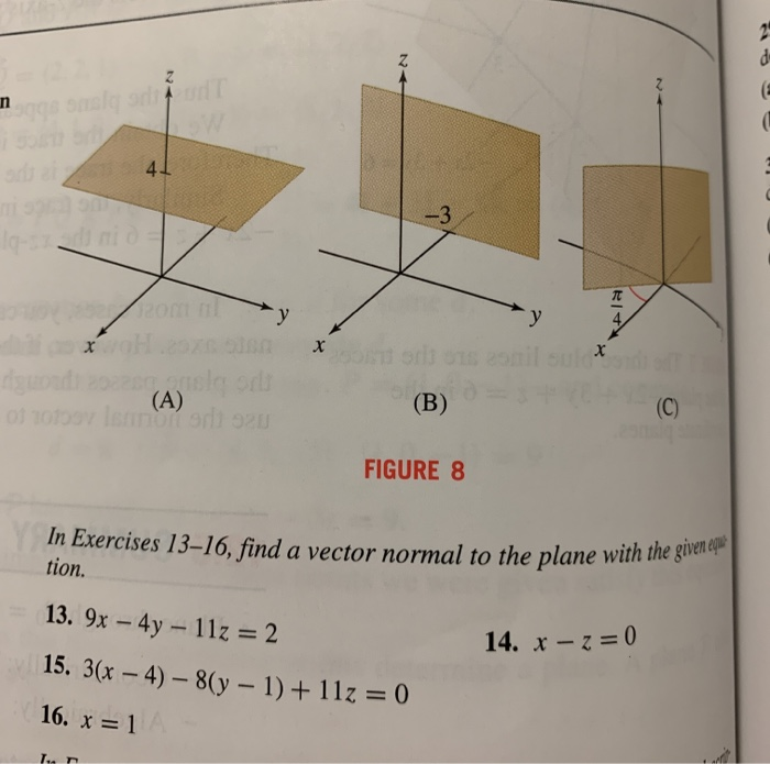 Solved In Exercises 13-16, find a vector normal to the plane | Chegg.com