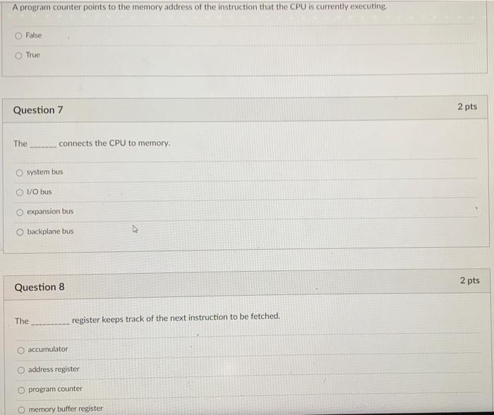 Solved A program counter points to the memory address of the | Chegg.com