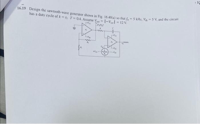 Solved 19 Design the sawtooth-wave generator shown in Fig. | Chegg.com